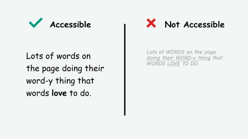 Use text presentation best practices - Access Guide